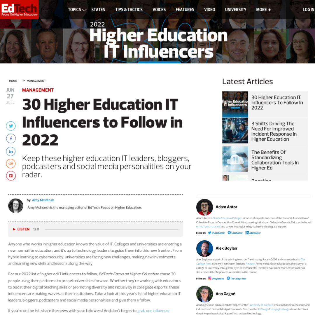30 Higher Education IT Influencers to Follow in 2022 - TheCollegeTour.com